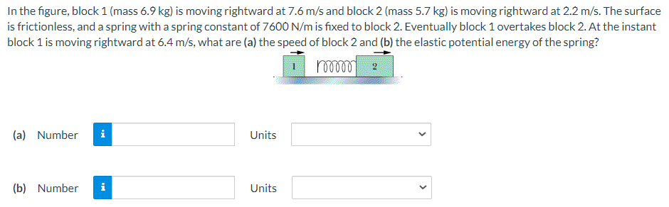 In the figure, block 1 (mass 6.9 kg ) is moving | Chegg.com