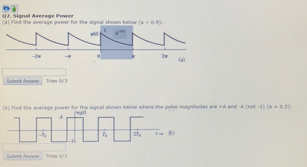 Solved Q2. Signal Average Power (a) Find the average power | Chegg.com