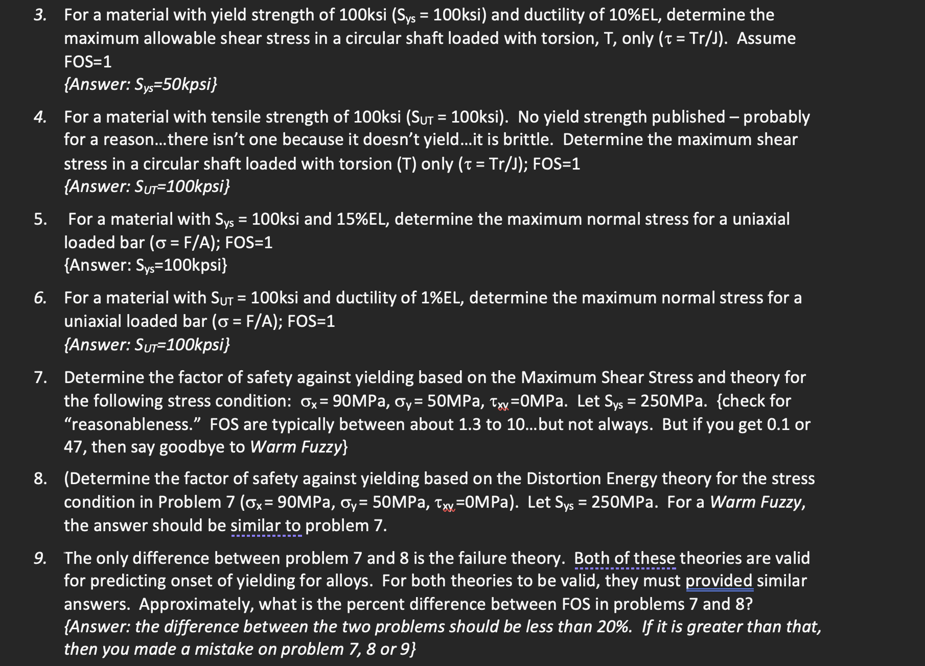 3. For a material with yield strength of | Chegg.com