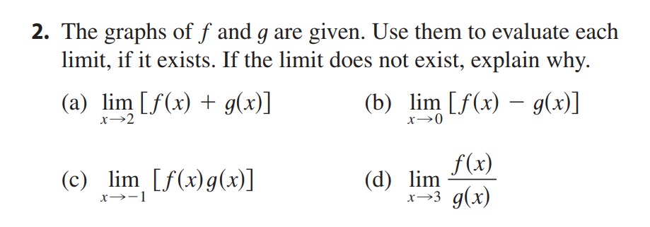 Solved limx→2[x2f(x)] (f) f(−1)+limx→−1g(x)2. The graphs of | Chegg.com