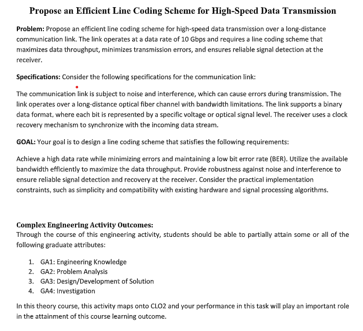 Solved Propose an Efficient Line Coding Scheme for | Chegg.com