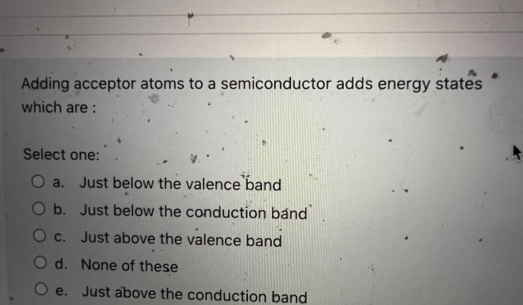 Solved Adding acceptor atoms to a semiconductor adds energy | Chegg.com