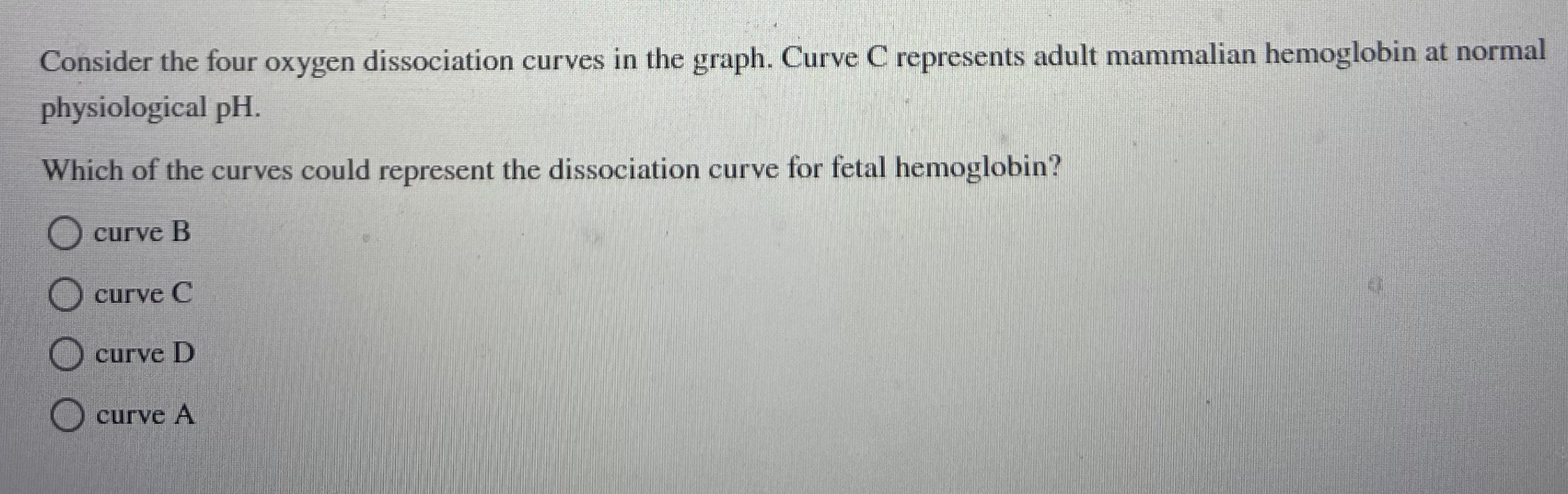 Solved Consider the four oxygen dissociation curves in the | Chegg.com