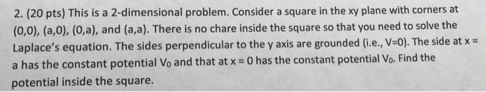Solved 2. (20 pts) This is a 2-dimensional problem. Consider | Chegg.com