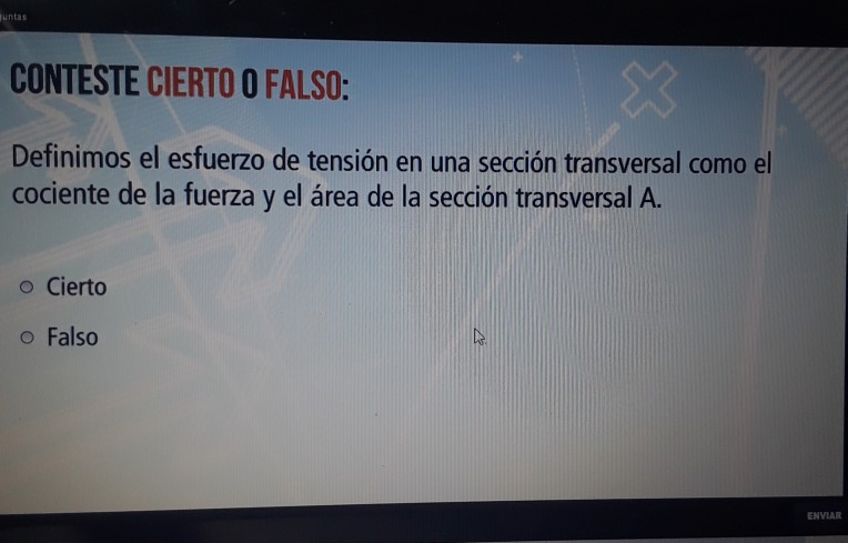 Solved We define the stress of tension in a cross section as | Chegg.com