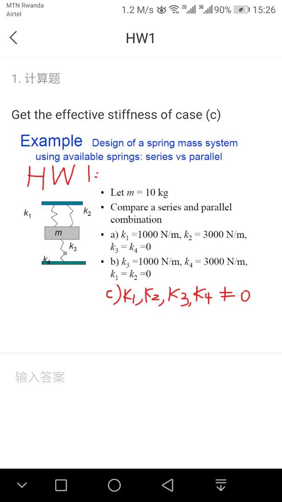 Solved Get the effective stiffness of case (c) Example | Chegg.com