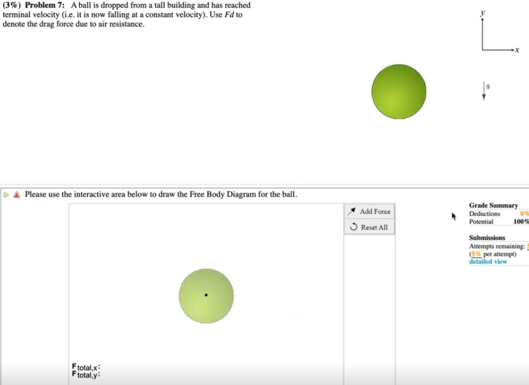 Solved (3\%) Problem 7: A ball is dropped from a tall | Chegg.com