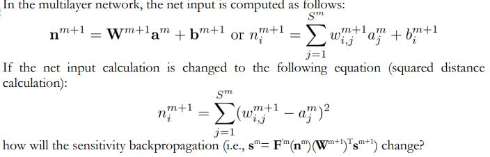 In the multilayer network, the net input is computed | Chegg.com