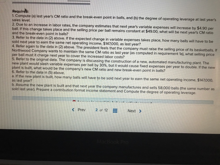 Solved Problem 5-20 CVP Applications: Break-Even Analysis; | Chegg.com