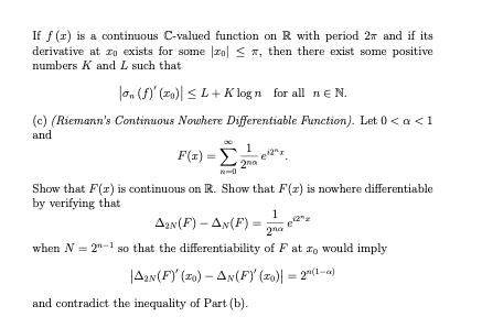ProbleM 4 (Riemann's Continuous Nowhere | Chegg.com