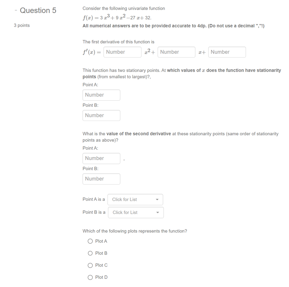 Solved Consider the following univariate function | Chegg.com