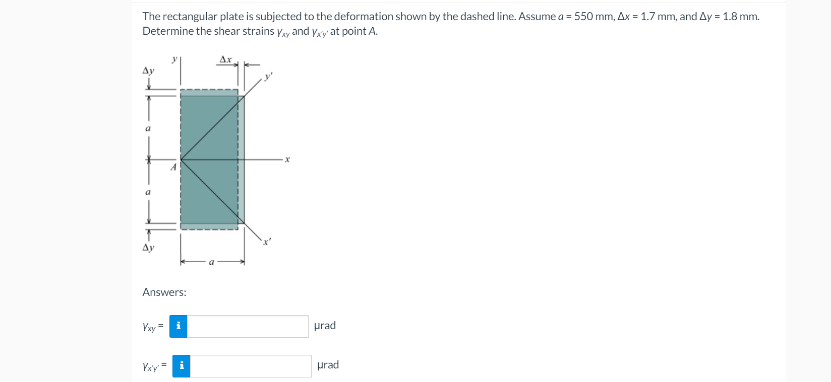 Solved The rectangular plate is subjected to the deformation | Chegg.com
