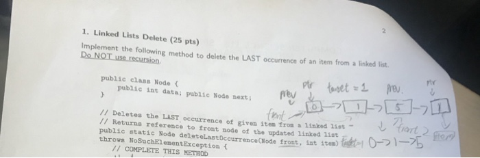 Solved 1. Linked Lists Delete (25 pts) Implement the | Chegg.com
