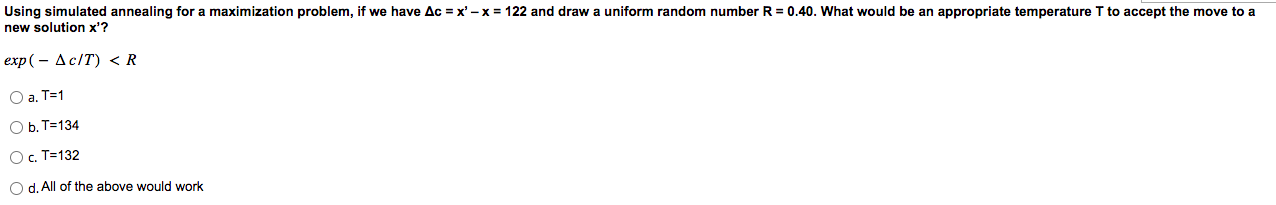 Solved new solution x′ ? exp(−Δc/T) | Chegg.com