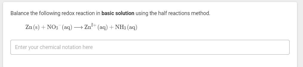 Solved Balance the following redox reaction in basic | Chegg.com