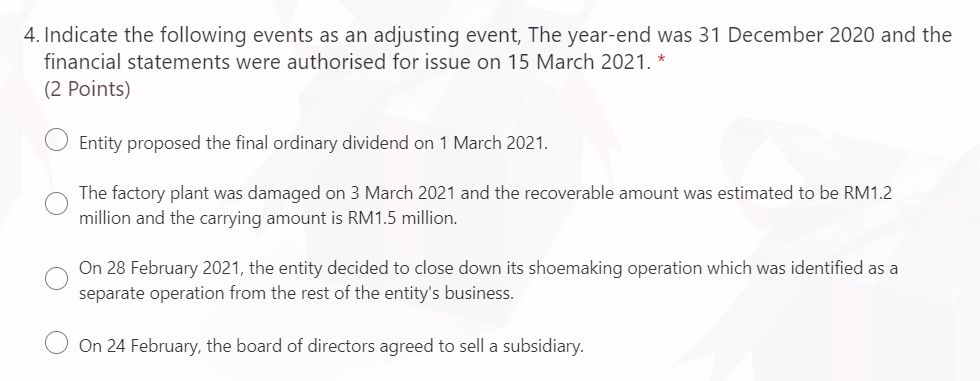 Solved 2. The following events are classified as adjusting | Chegg.com