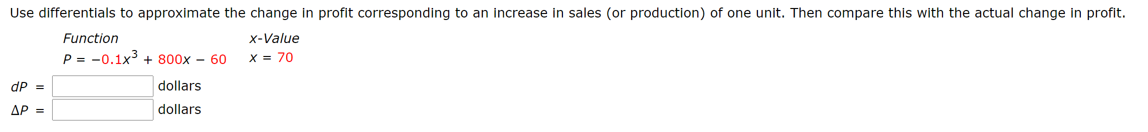Solved Compare the values of dy and Ay for the function. | Chegg.com