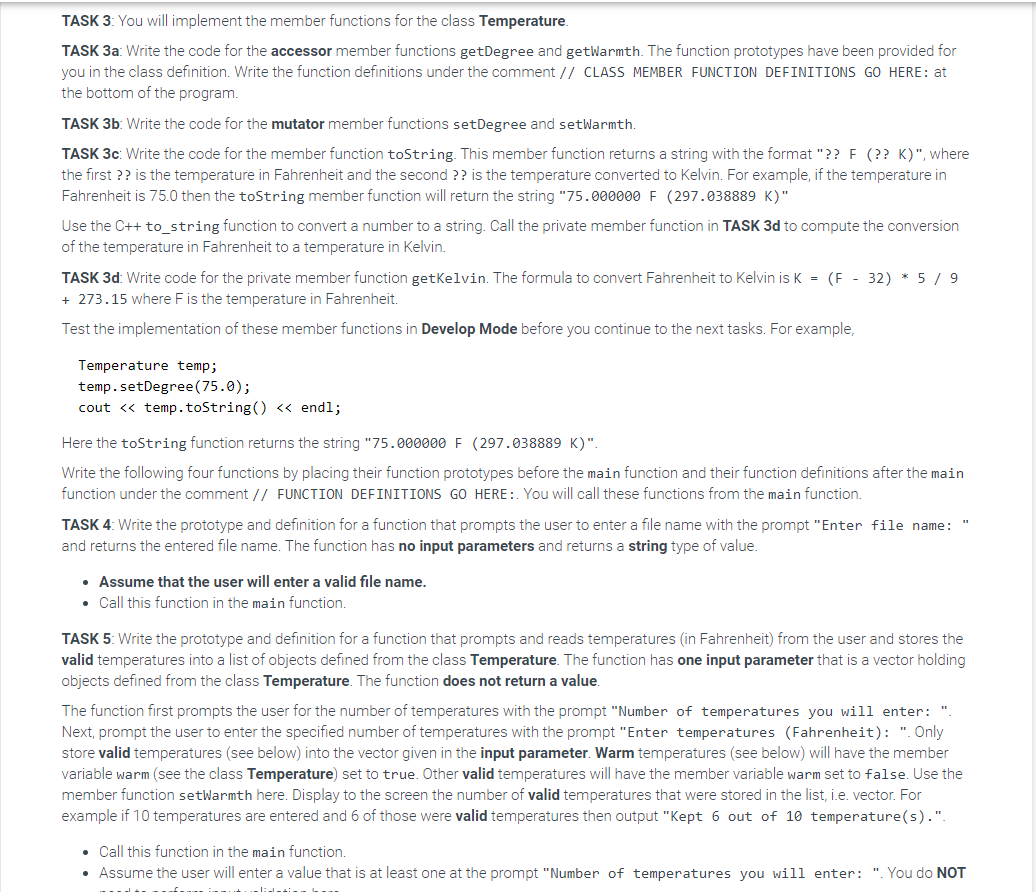Solved Write a C++ program that reads temperatures (in | Chegg.com