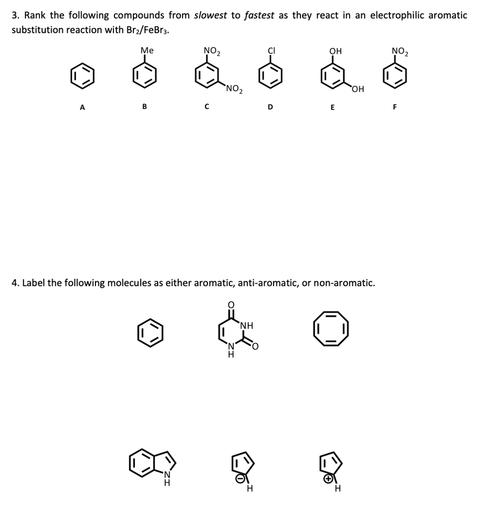Solved 3 Rank The Following Compounds From Slowest To