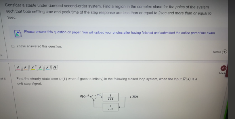 Solved Consider a stable under damped second-order system. | Chegg.com