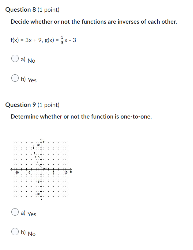 Solved Decide whether or not the functions are inverses of | Chegg.com