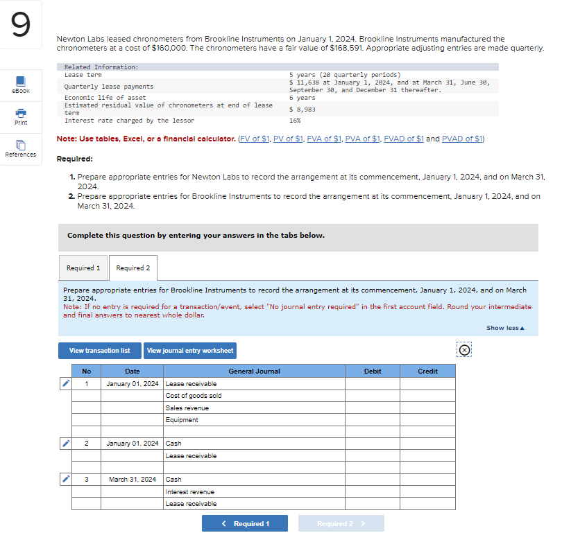 Solved Newton Labs leased chronometers from Brookline | Chegg.com