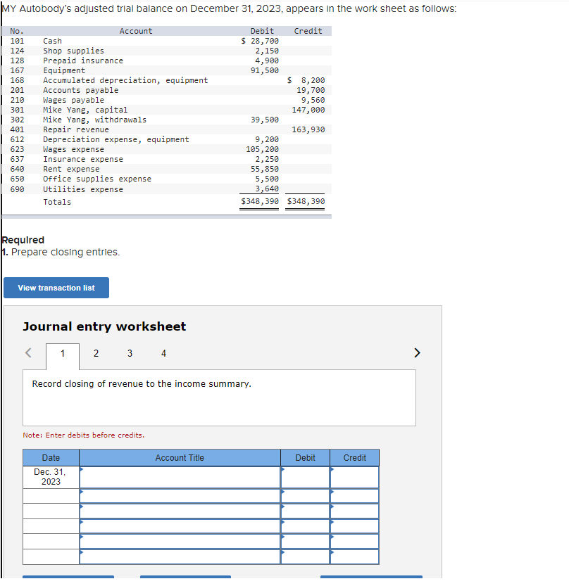 Solved Requlred 1. Prepare closing entries. Journal entry | Chegg.com