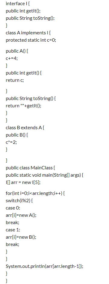 Solved interface l{ public int getlt(); public String | Chegg.com