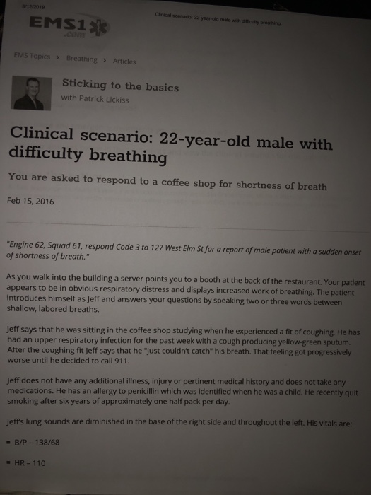 Solved RR-32 Spo2-78% Think about these questions as you | Chegg.com