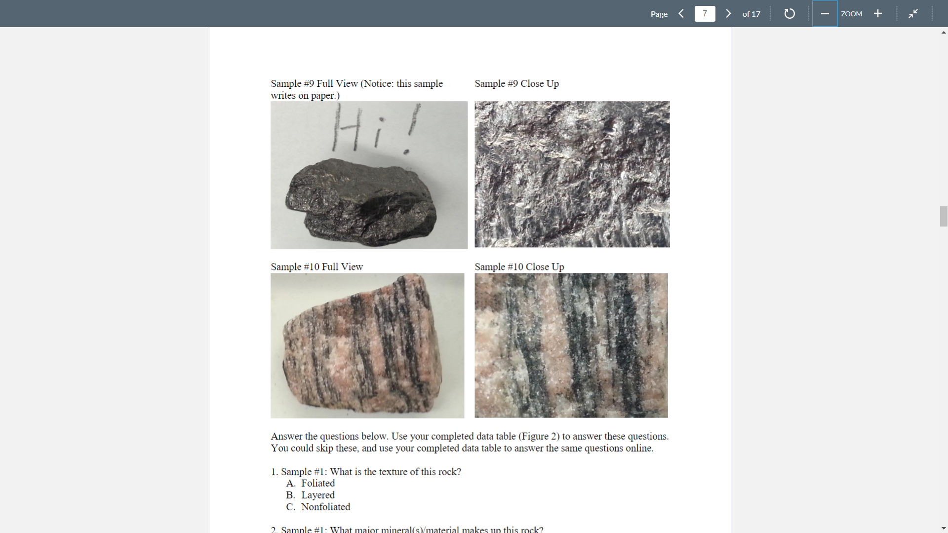 Solved shale. Gneiss actually has two protoliths, as seen in | Chegg.com