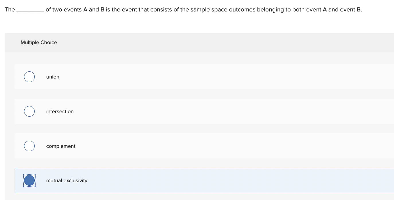 Solved The of two events A and B is the event that consists | Chegg.com