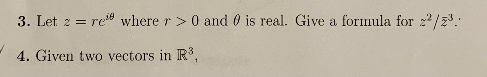 Solved Let z=reiθ ﻿where r>0 ﻿and θ ﻿is real. Give a formula | Chegg.com