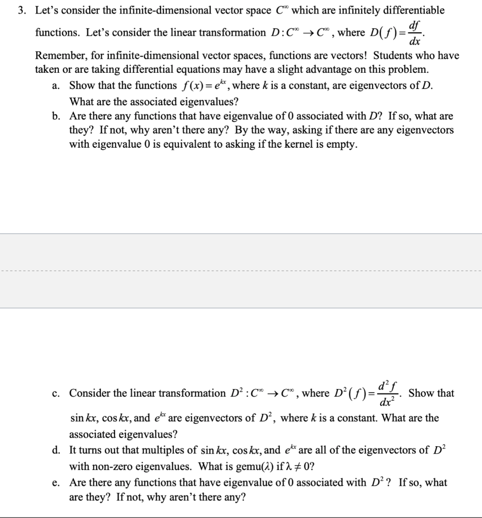 Solved 3. Let's consider the infinite-dimensional vector | Chegg.com