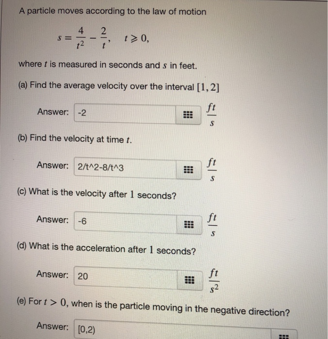 Solved A particle moves according to the law of motion where | Chegg.com