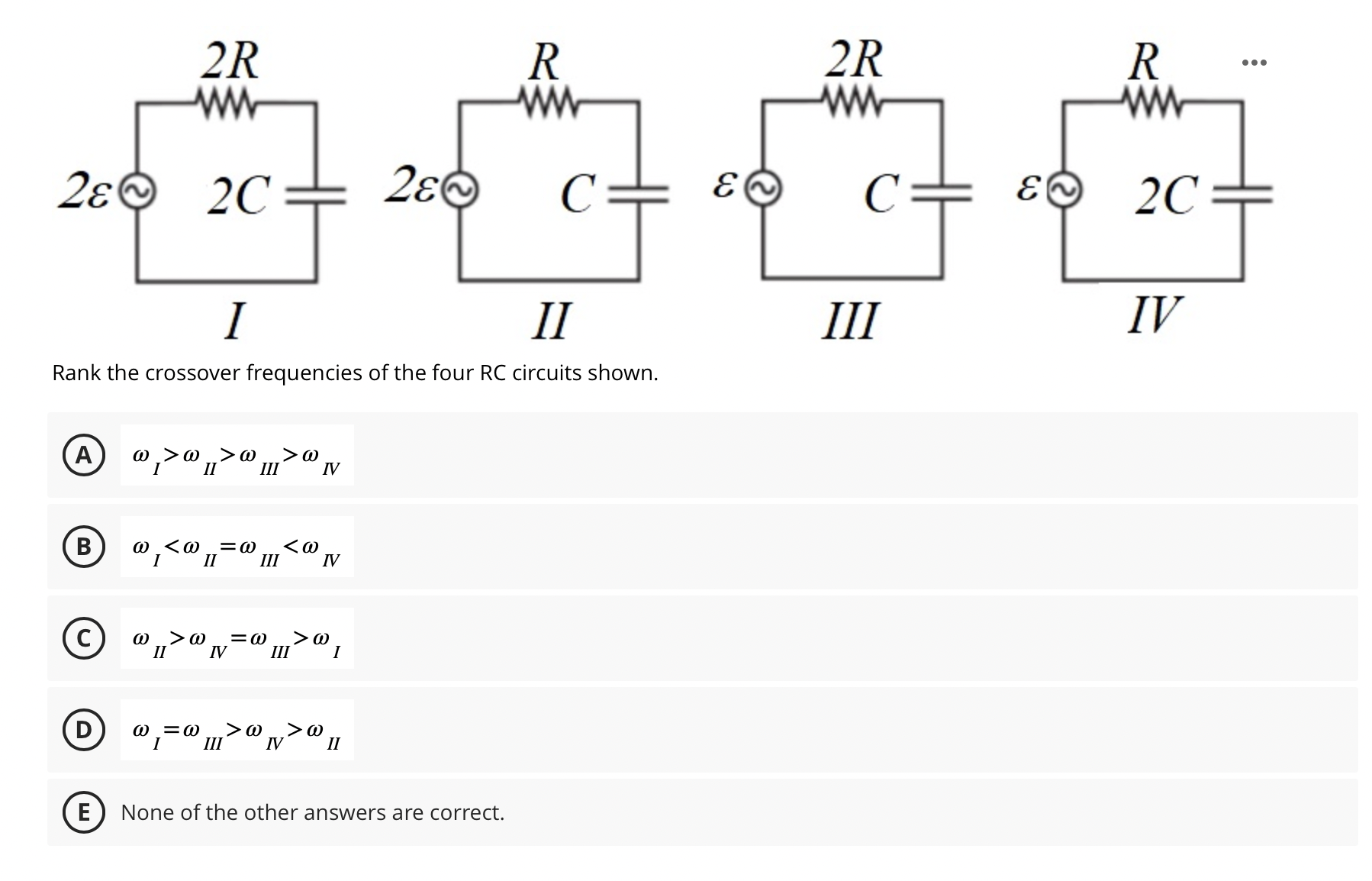 Solved Rank the crossover frequencies of the four RC | Chegg.com