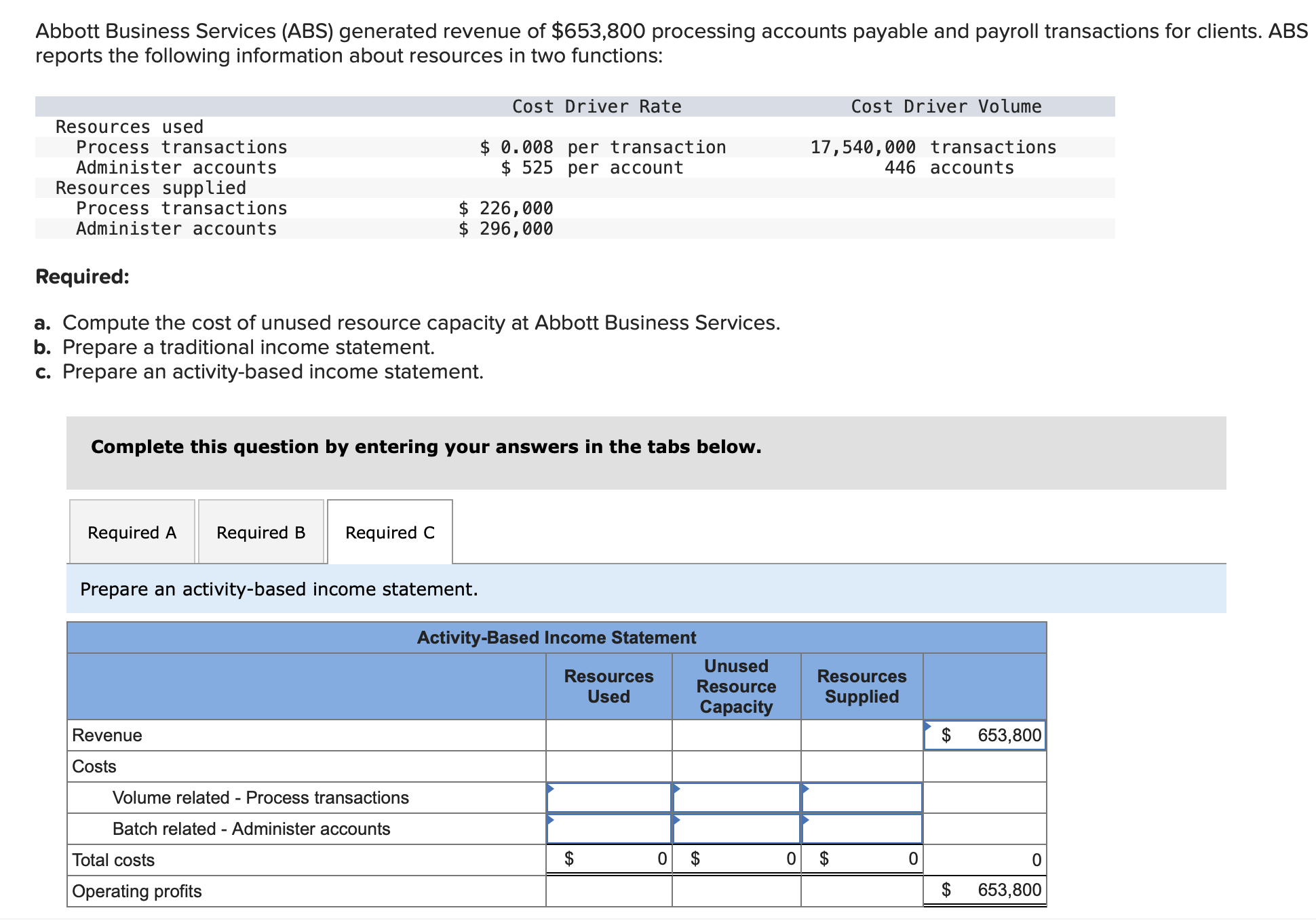 Solved Abbott Business Services (ABS) ﻿generated revenue of | Chegg.com