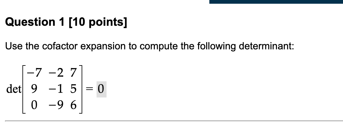 Solved Use the cofactor expansion to compute the following | Chegg.com