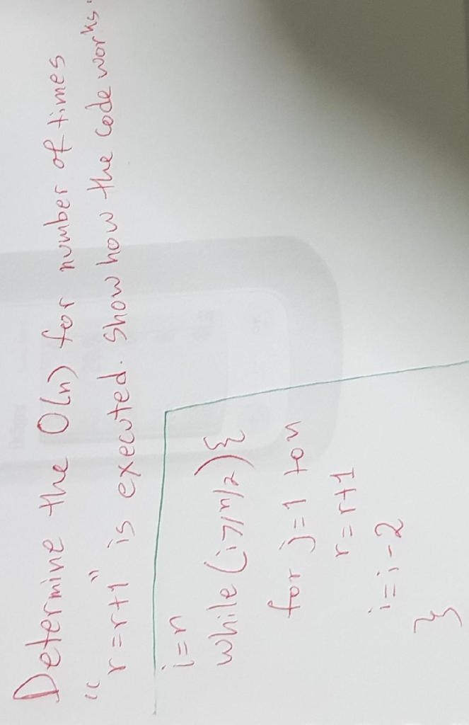 Solved Determine the Oln) for number of times ic rarti is | Chegg.com