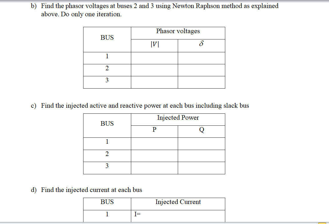 Solved Given the following three bus system as shown in Fig | Chegg.com