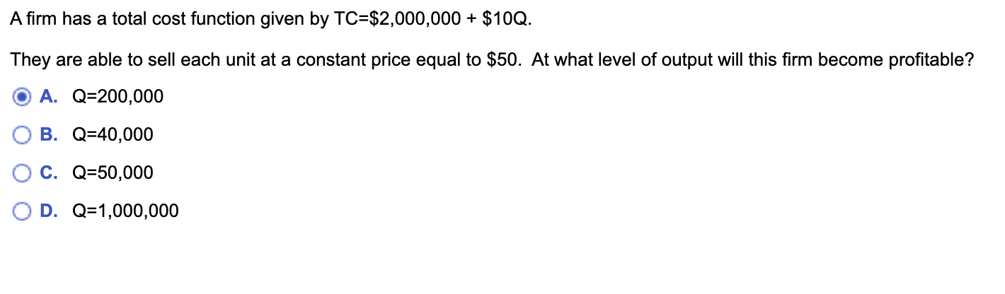 Solved A firm has a total cost function given by | Chegg.com