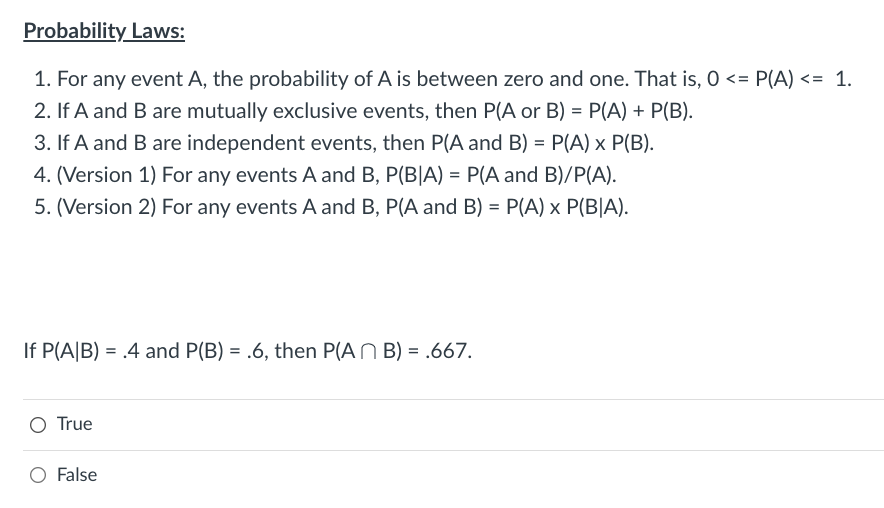 Solved Probability Laws: 1. For any event A, the probability | Chegg.com