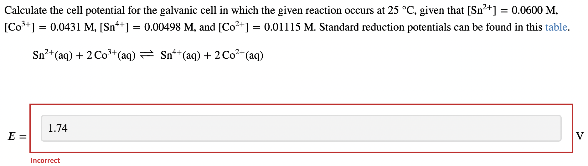 Solved = Calculate the cell potential for the galvanic cell | Chegg.com
