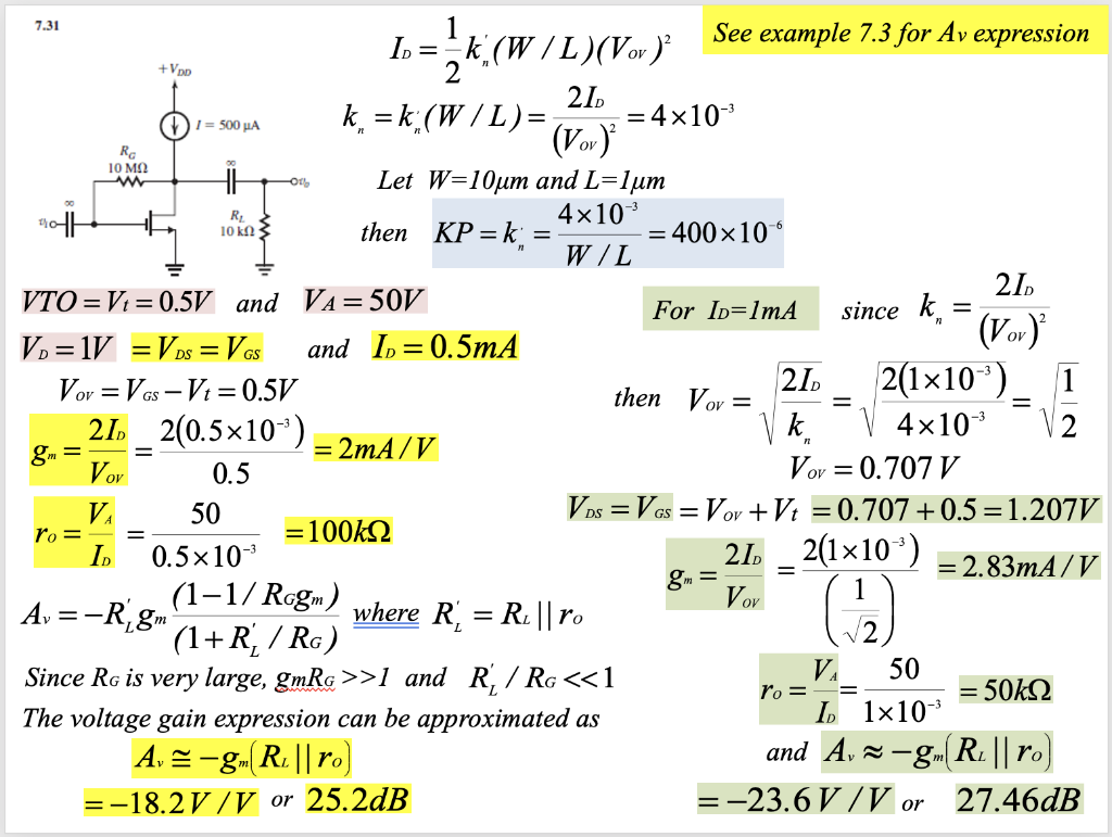 Solved In The Circuit Of Fig P7 31 The NMOS Transistor Has Chegg