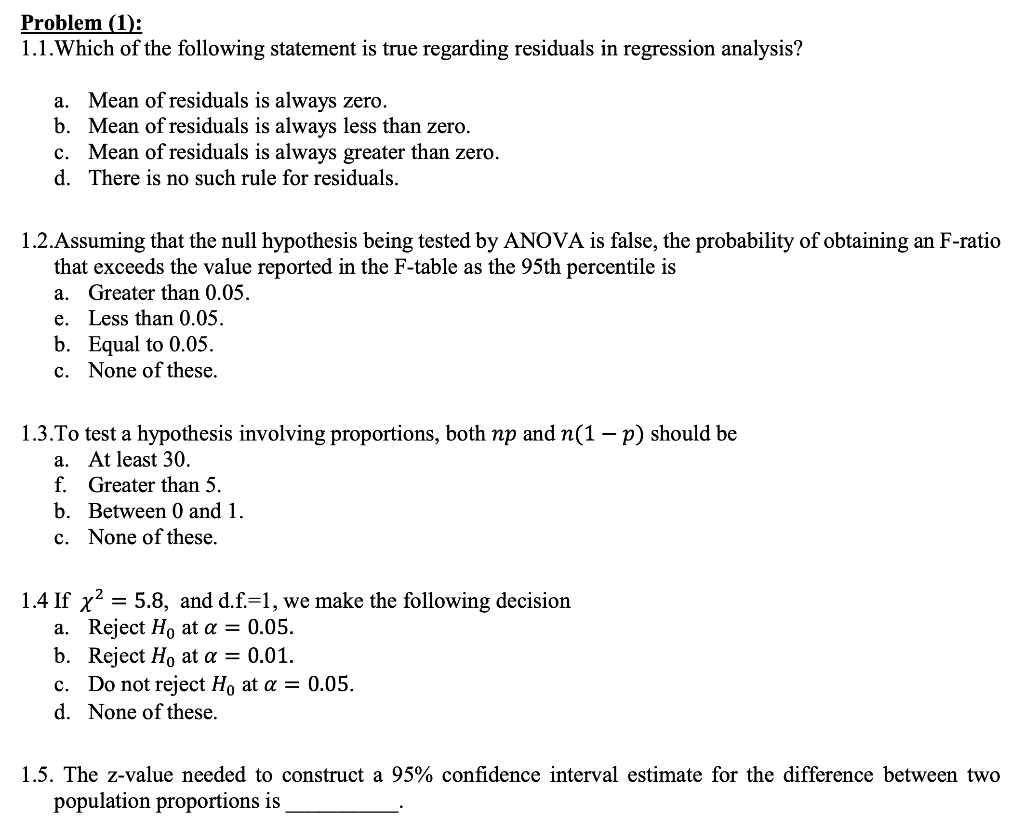 Solved Problem 1 11which Of The Following Statement Is 