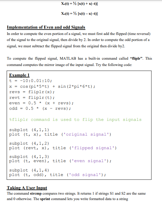 Solved TRANSFORMATION OF SIGNALS EVEN & ODD SIGNAL | Chegg.com
