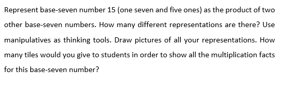 Solved Represent base-seven number 15 (one seven and five | Chegg.com