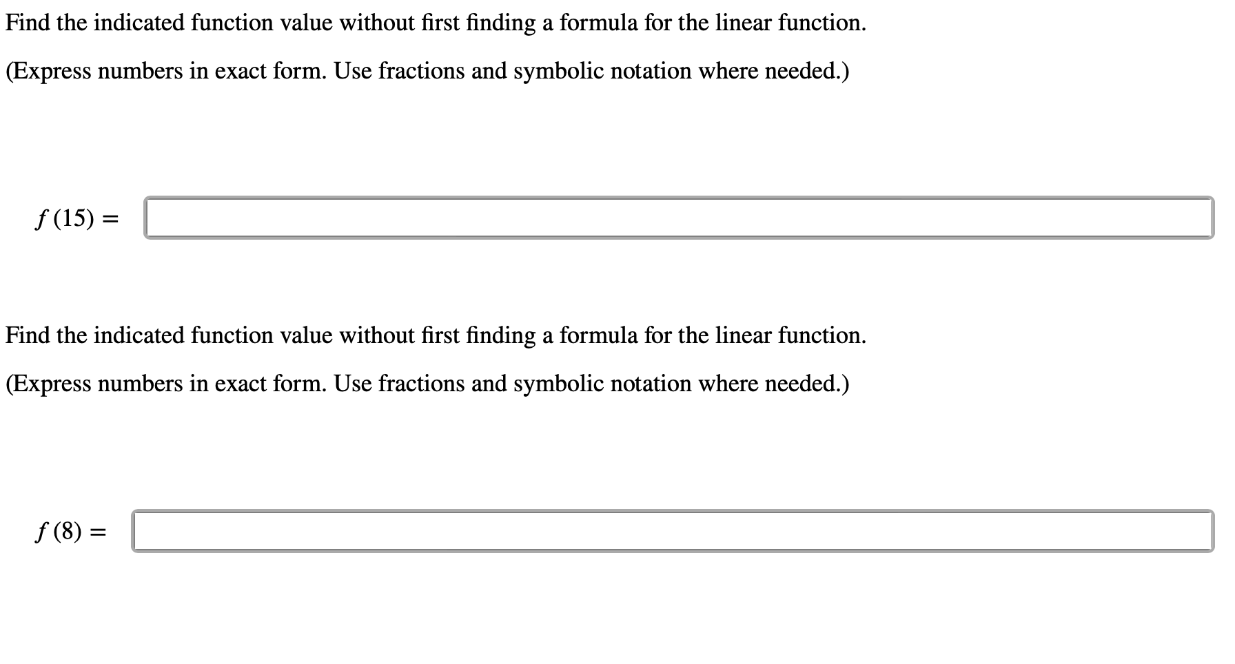 Solved Consider the following linear function with the given | Chegg.com