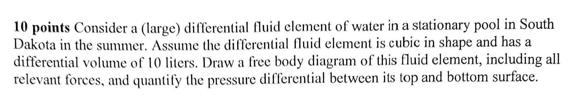 Solved Consider a (large differential fluid element of water | Chegg.com