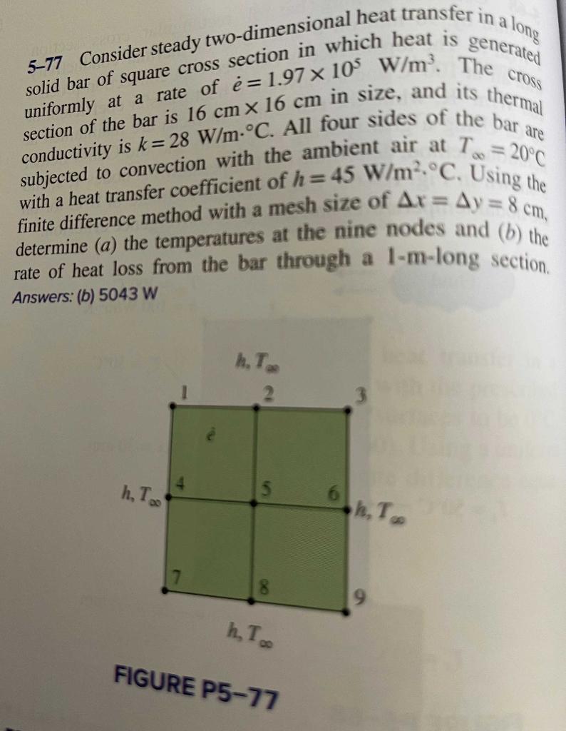 Solved a long 5-77 Consider steady two-dimensional heat | Chegg.com