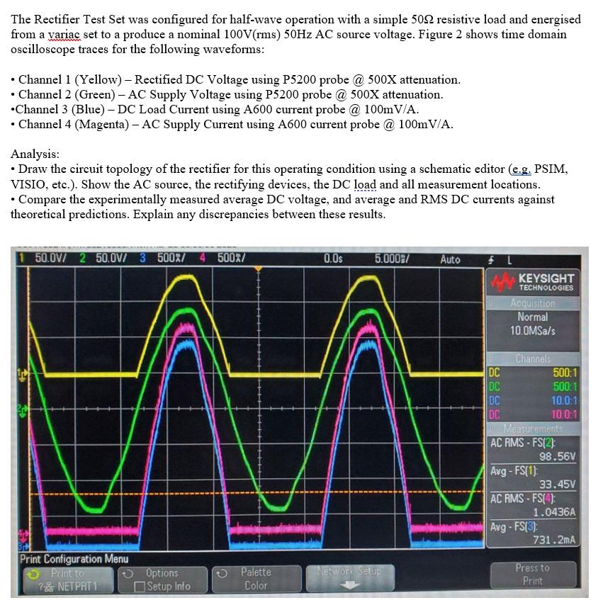 Solved The Rectifier Test Set was configured for half-wave | Chegg.com